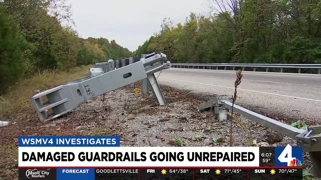 Damaged guardrails going unrepaired - YouTube