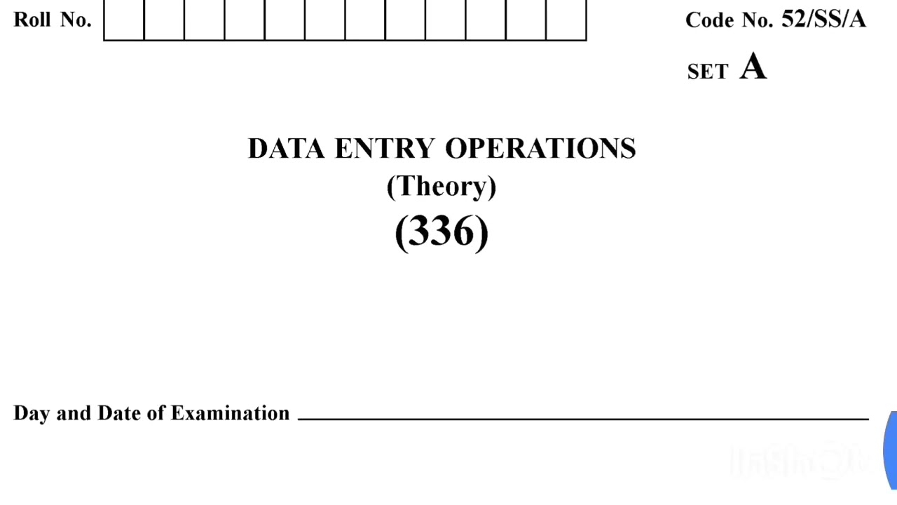 Nios Data Entry Operation Paper Class 12 ||FGA|| - YouTube
