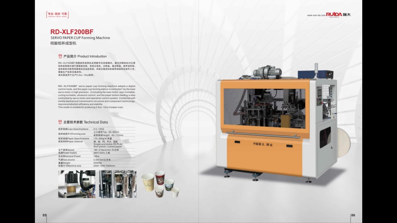 RUIDA 200pcs/min servo motor high speed paper cup machine newtop - YouTube