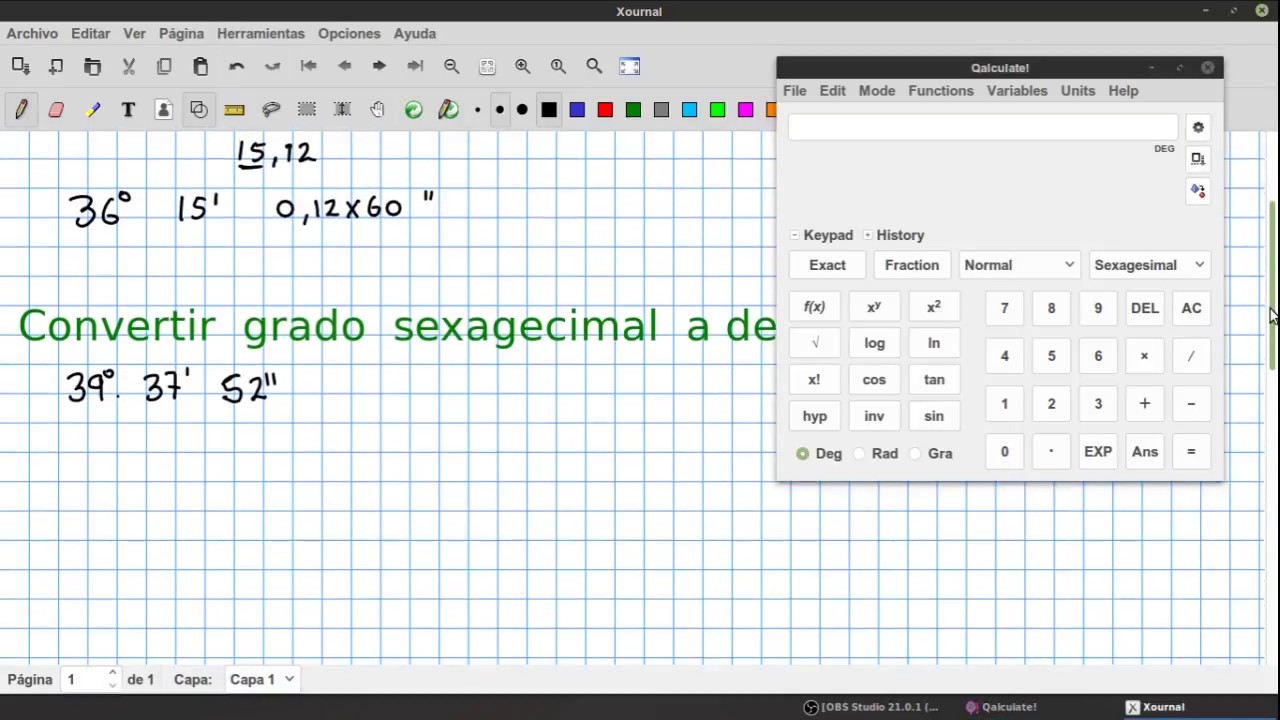 conversion de grados decimal a sexagesimal - YouTube