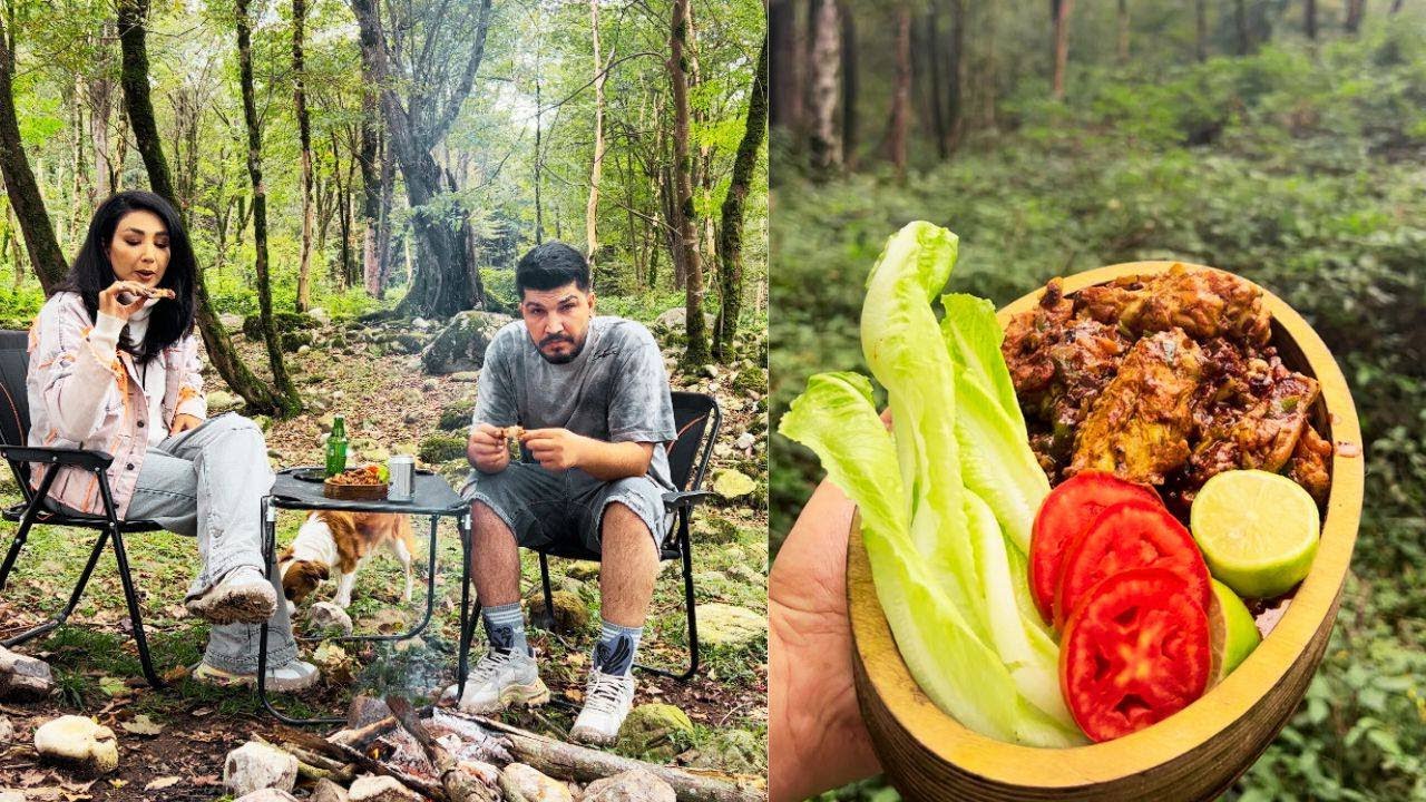 The most delicious fried chicken wings cooking in the forest/ASMR ...