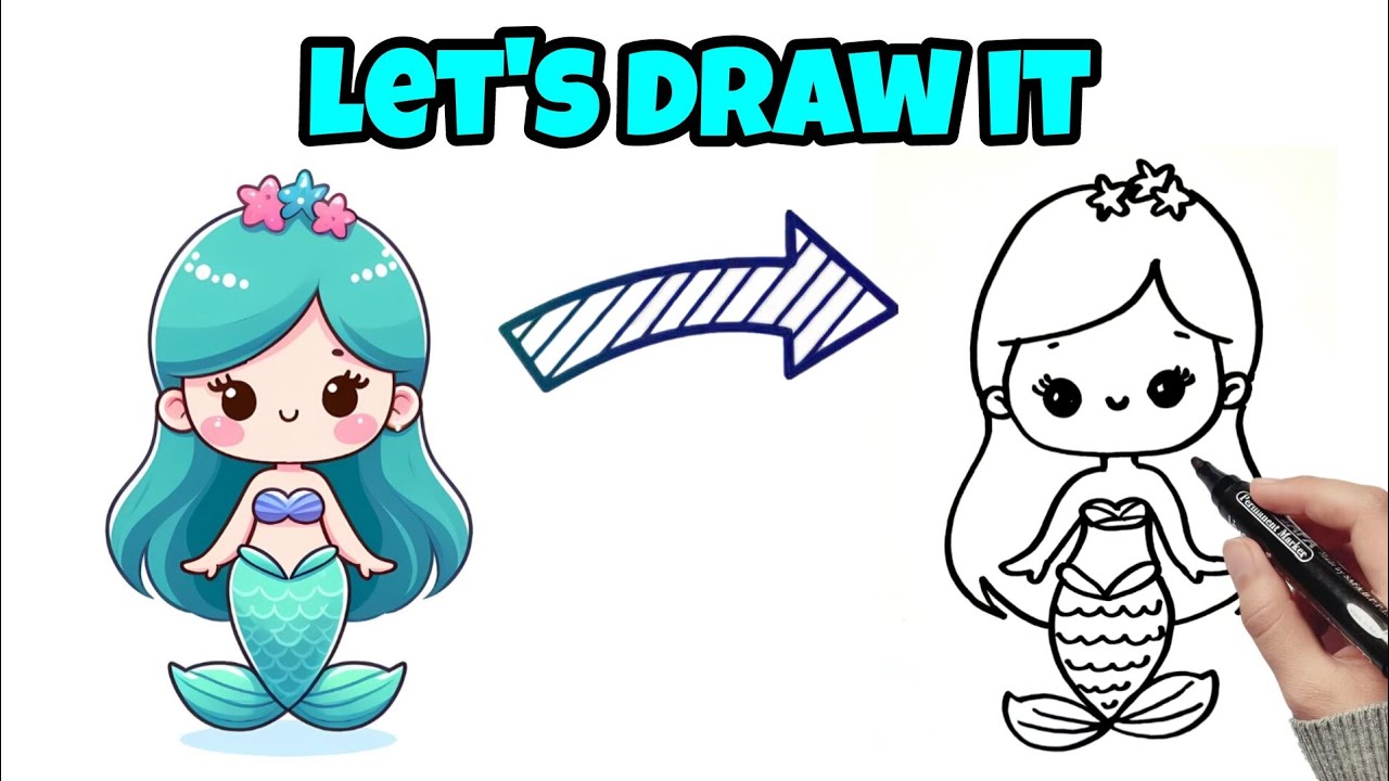 How to draw a cute mermaid | LET'S DRAW IT - YouTube