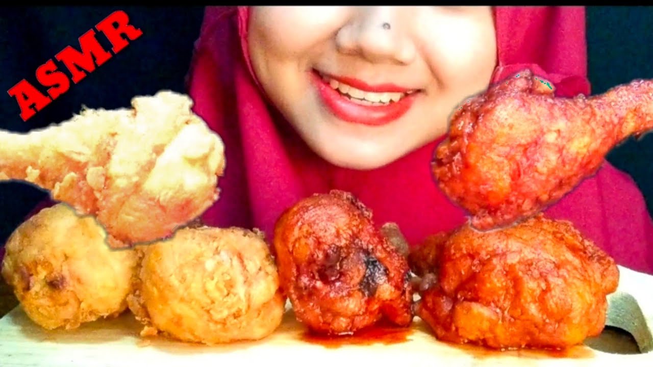 ASMR FRIED CHICKEN WITH HOT AND SPICY SAUCE - YouTube