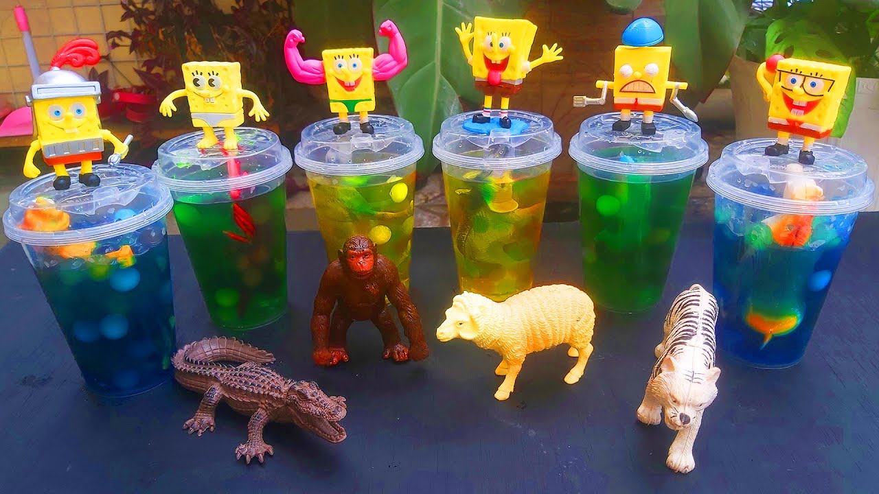 Menemukan Hewan Sapi Kuda Gajah di Minuman Boba Warna Warni Spongebob ...