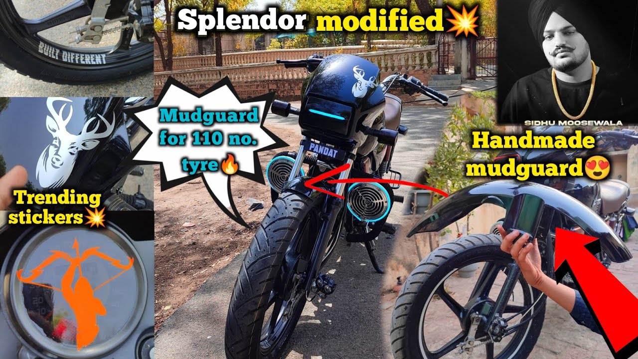 💀Splendor Modified🔥| Splendor Front Big Tyre😳Mudguard | Splendor ...