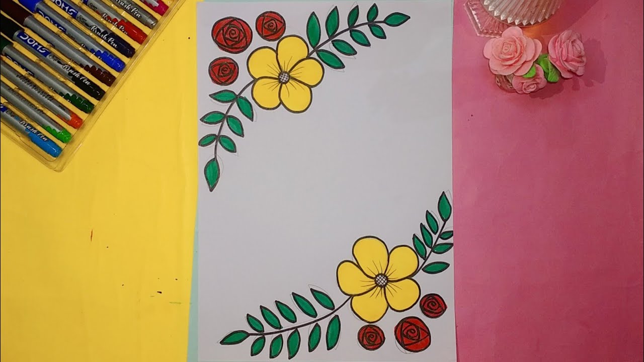 Beautiful Flower Border Design/A4 Sheet/Project Work Designs/Assignment ...