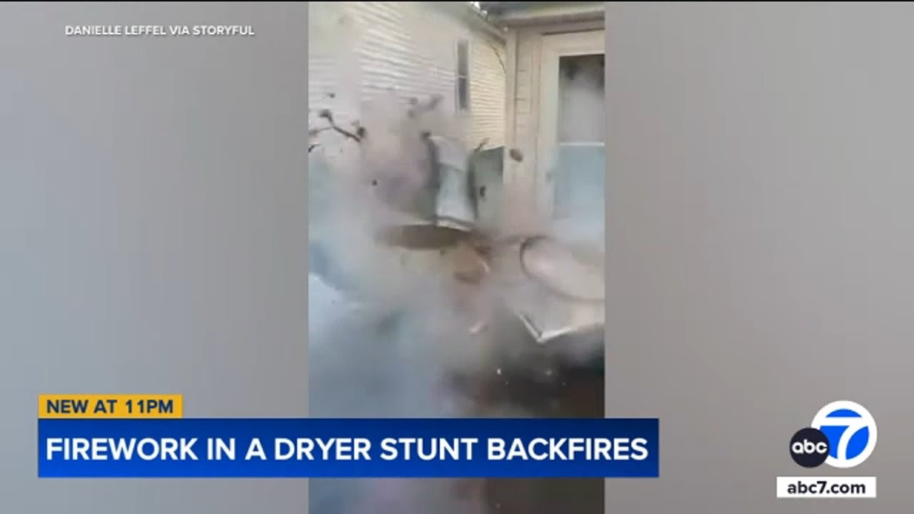 Man injured when firework causes dryer to explode - YouTube