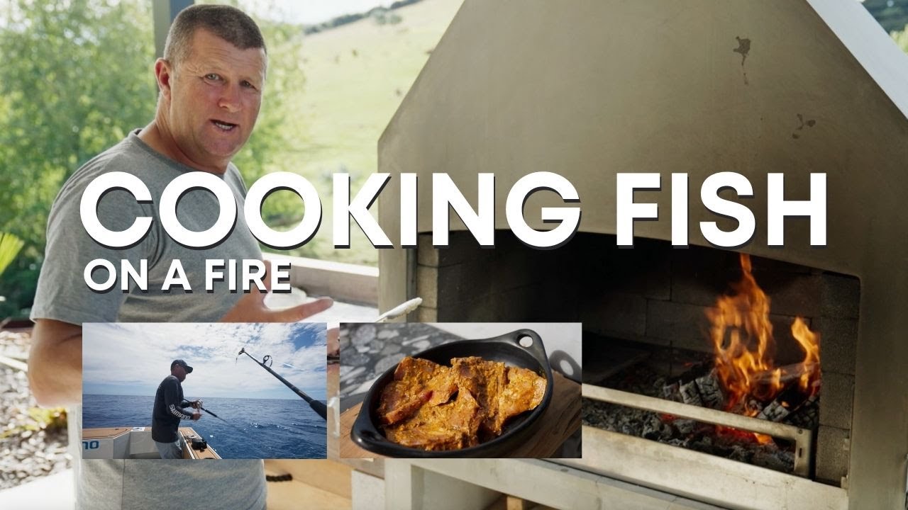 Cooking fish on an outdoor fireplace - YouTube