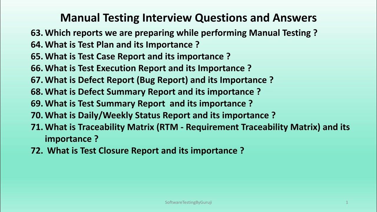 Software Testing Important Questions | Manual Testing Interview ...