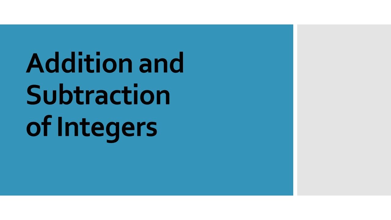 Basic Math Addition And Subtraction Of Integers YouTube Basic Math Addition And Subtraction Of Integers YouTube