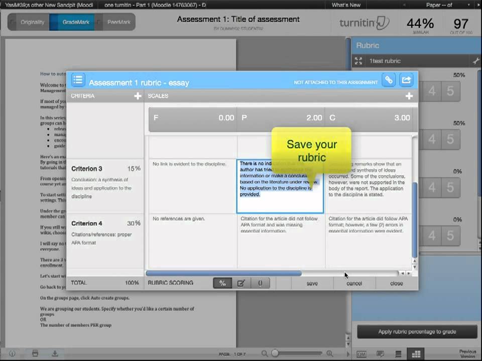 How to build your rubrics in Turnitin - YouTube