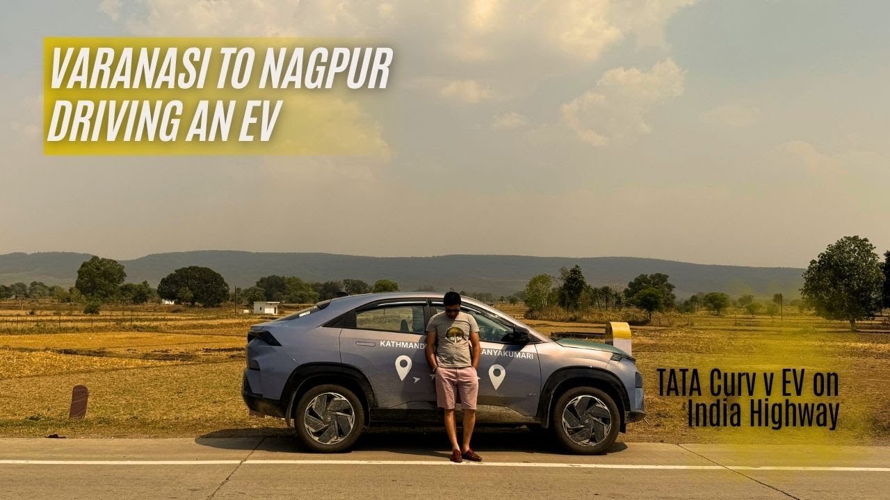 TATA EV on a wide Indian highway _ Varanasi to NAGPUR driving TATA Curv ...