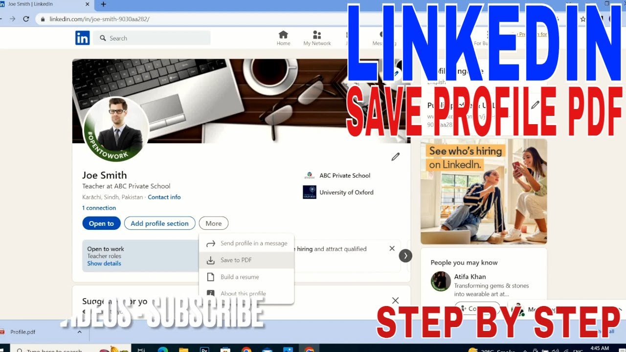 How To Save Profile PDF In LinkedIn 🔴 - YouTube