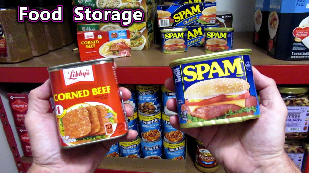 Prepper FOOD Storage Pantry review of Corned Beef and Spam - YouTube