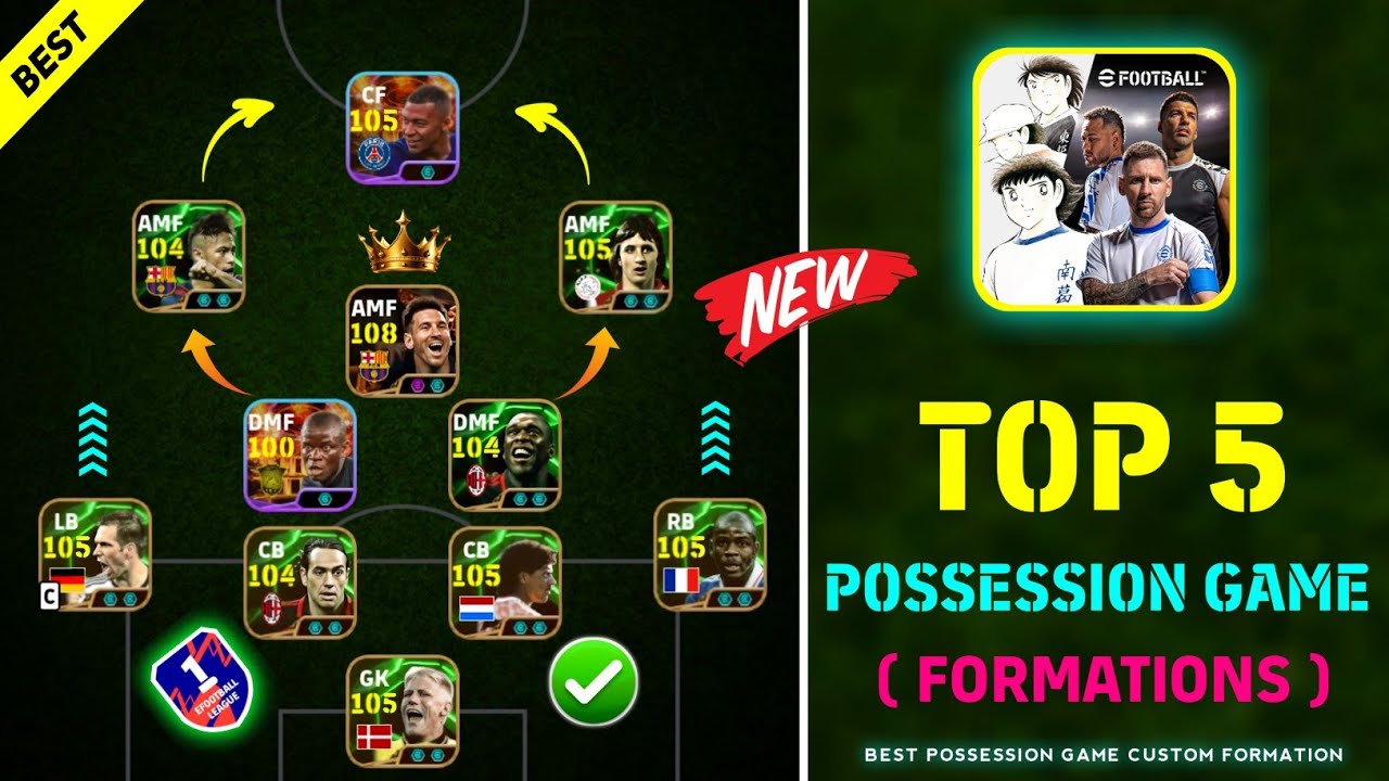 Top 5 Best Formations For Possession Game In eFootball 2025 Mobile ...