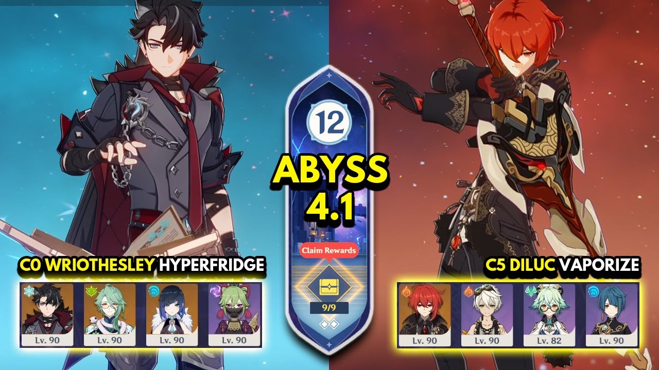 C0 Wriothesley Hyperfridge & C5 Diluc Vaporize |Spiral Abyss 4.1 Floor ...