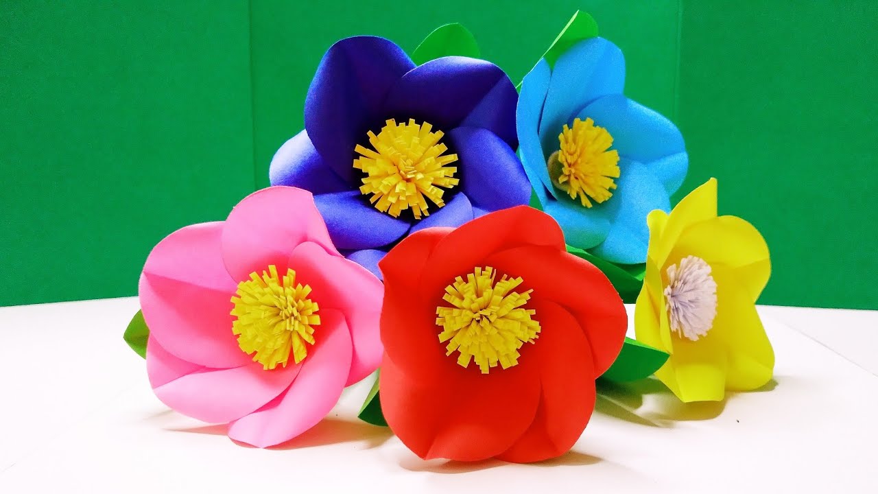 How to make beautiful paper flowers / paper flowers / mal nirmana / a4 ...
