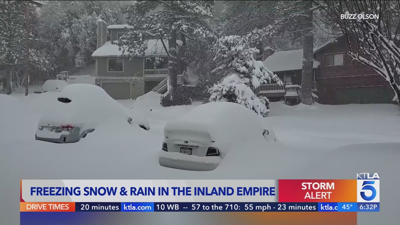 Rare snowfall covers the Inland Empire - YouTube