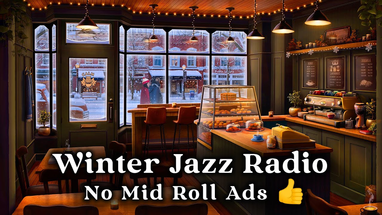 Calm Cafe Jazz Radio 🦉☕️ cozy winter coffee shop ambience to relax ...