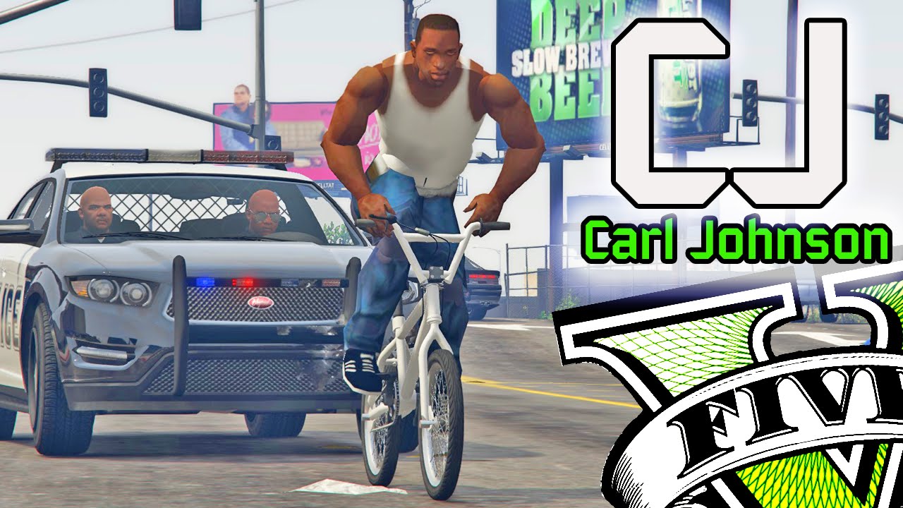 Carl Johnson (CJ) chegou no GTA V! MOD Pesonagens - YouTube