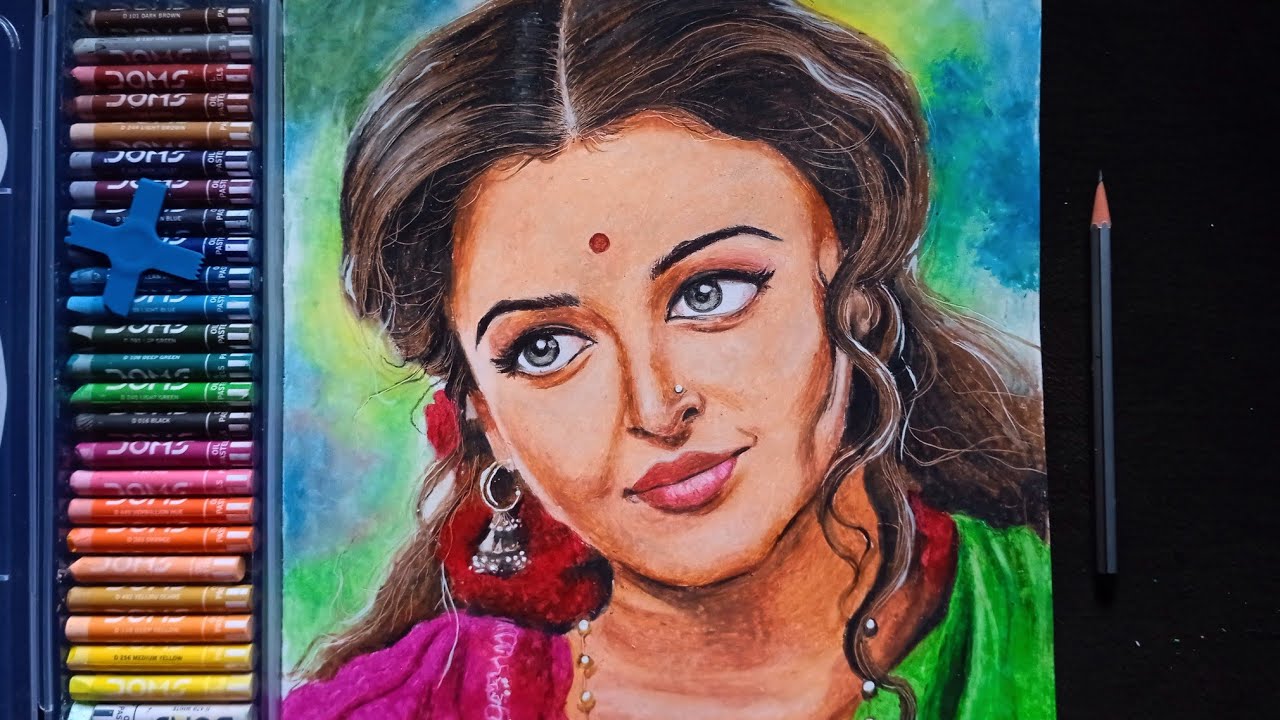 Painting of Aishwarya Rai as Paro from the movie "Devdas". Portrait of ...