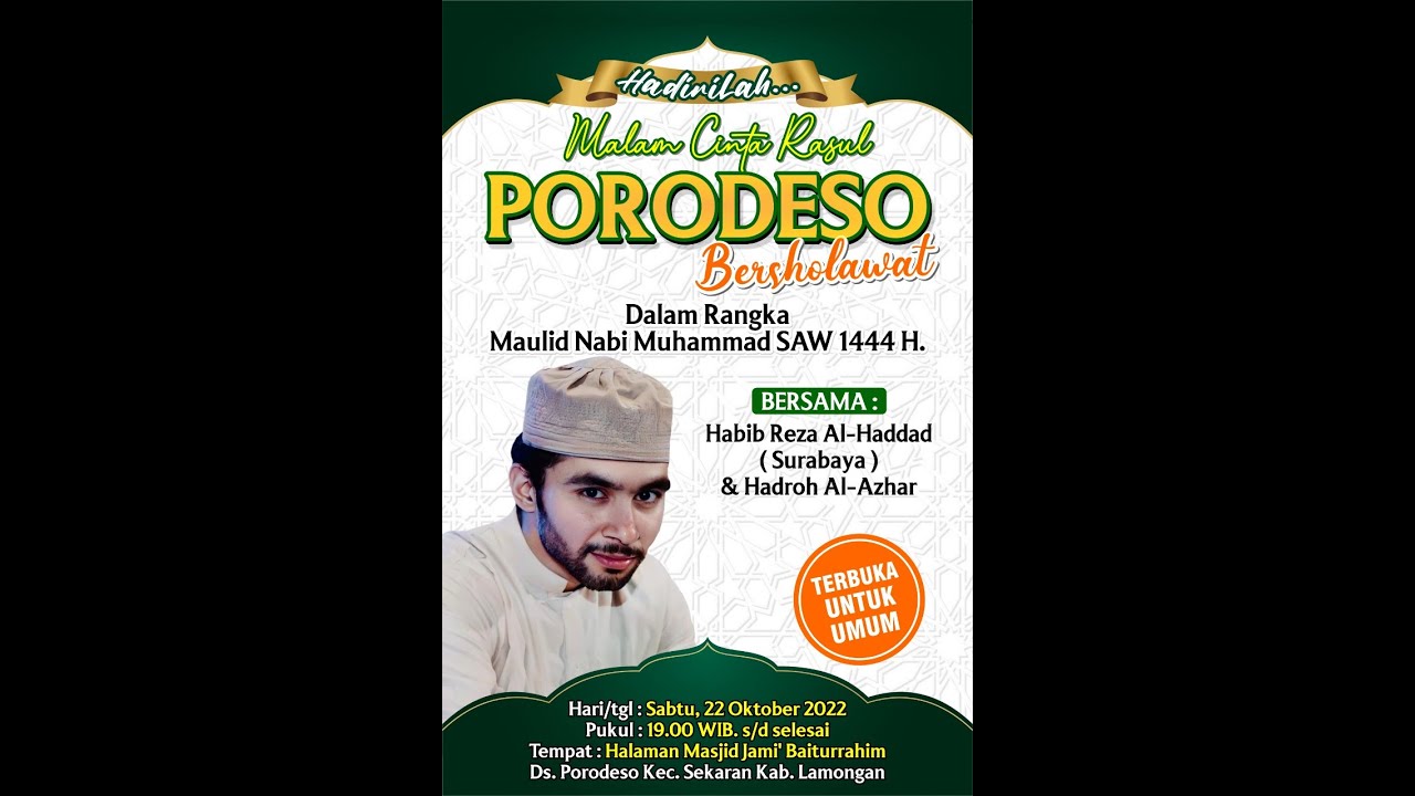 MALAM CINTA RASUL PORODESO BERSHOLAWAT Bersana Habib Reza Al-Haddad ...