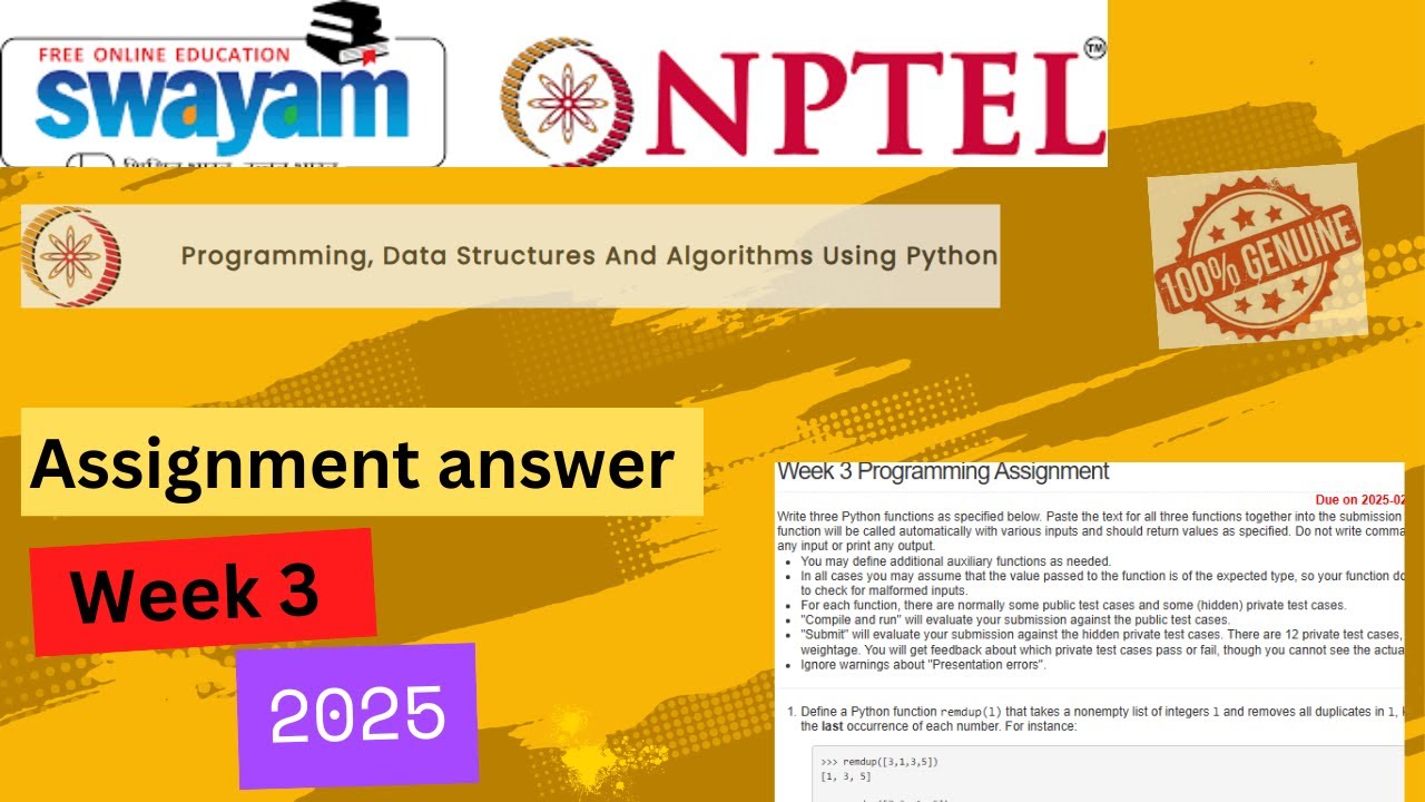 Nptel Week 3 Programming Data Structures And Algorithms In Python 7978