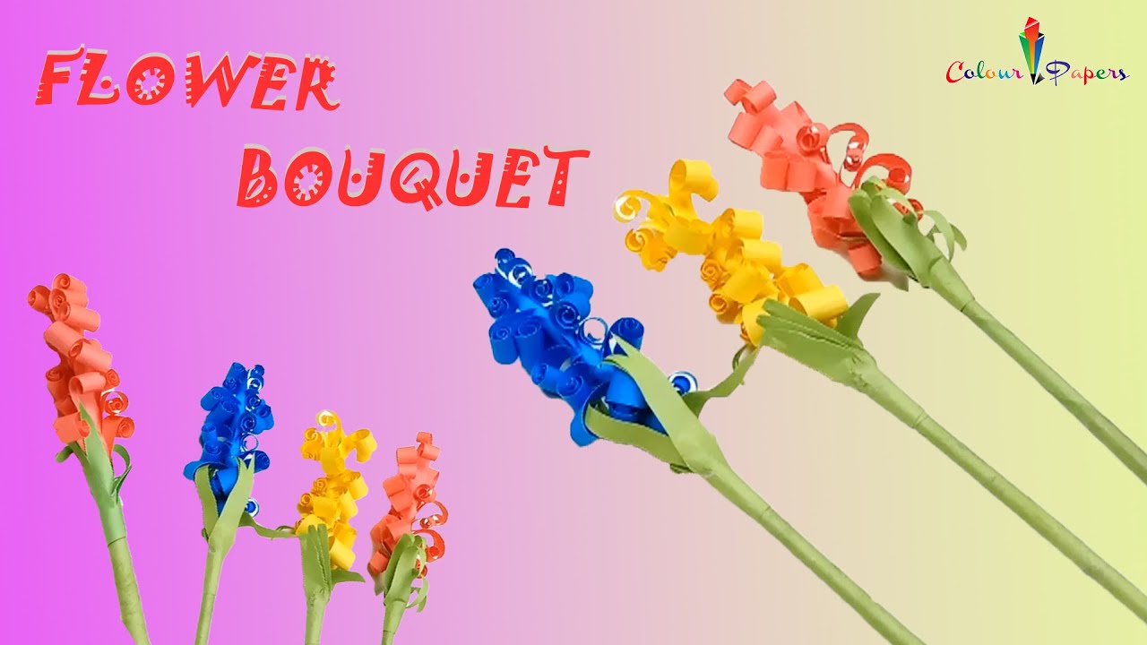 HOW TO MAKE PAPER FLOWER BOUQUET TUTORIAL EASY STEP BY STEP....COLOUR ...