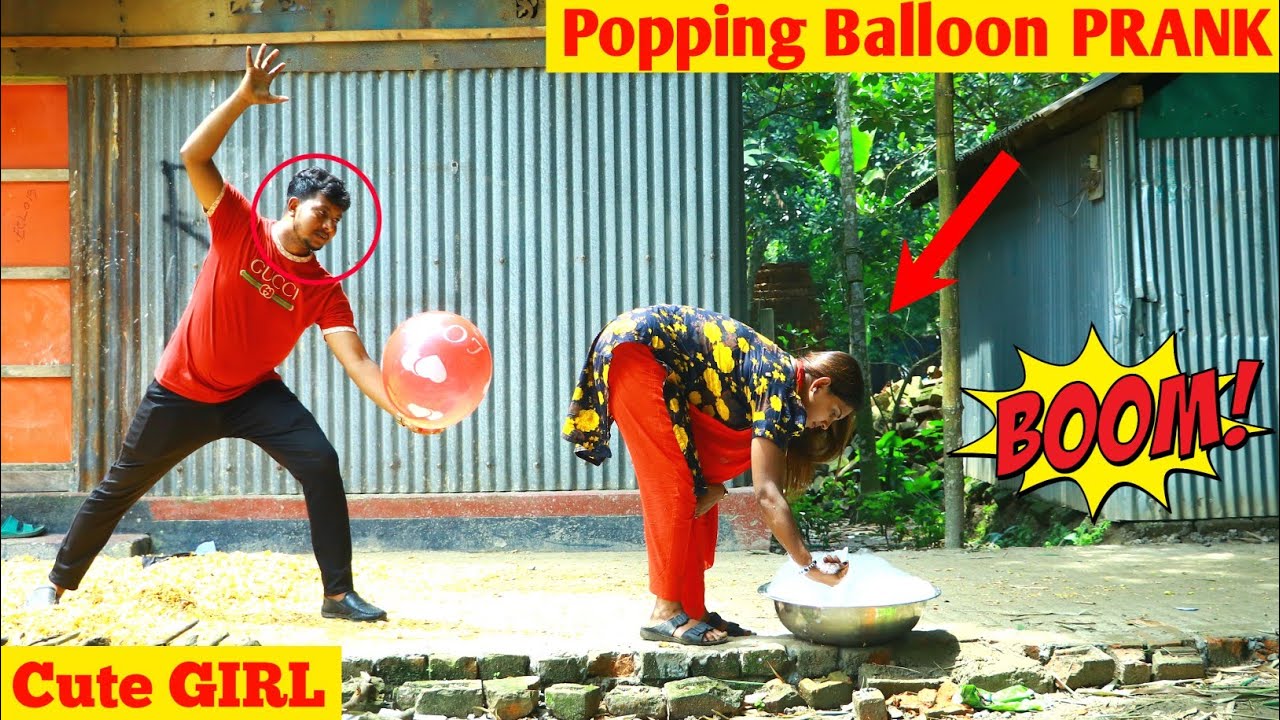 Best of Popping Balloon Blast PRANK on cute GIRL 2024 !! with Crazy Popping balloon PRANK So ...