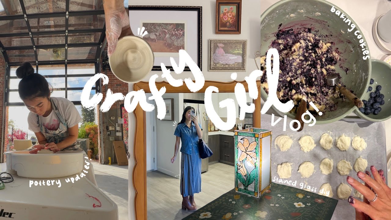 CRAFTY GIRL VLOG | pottery class updates, stained glass diy, current ...