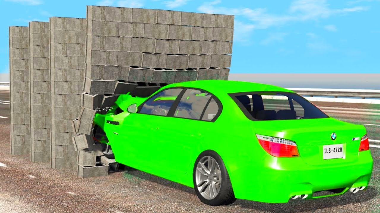 Cars vs Brick Wall – BeamNG Drive - YouTube