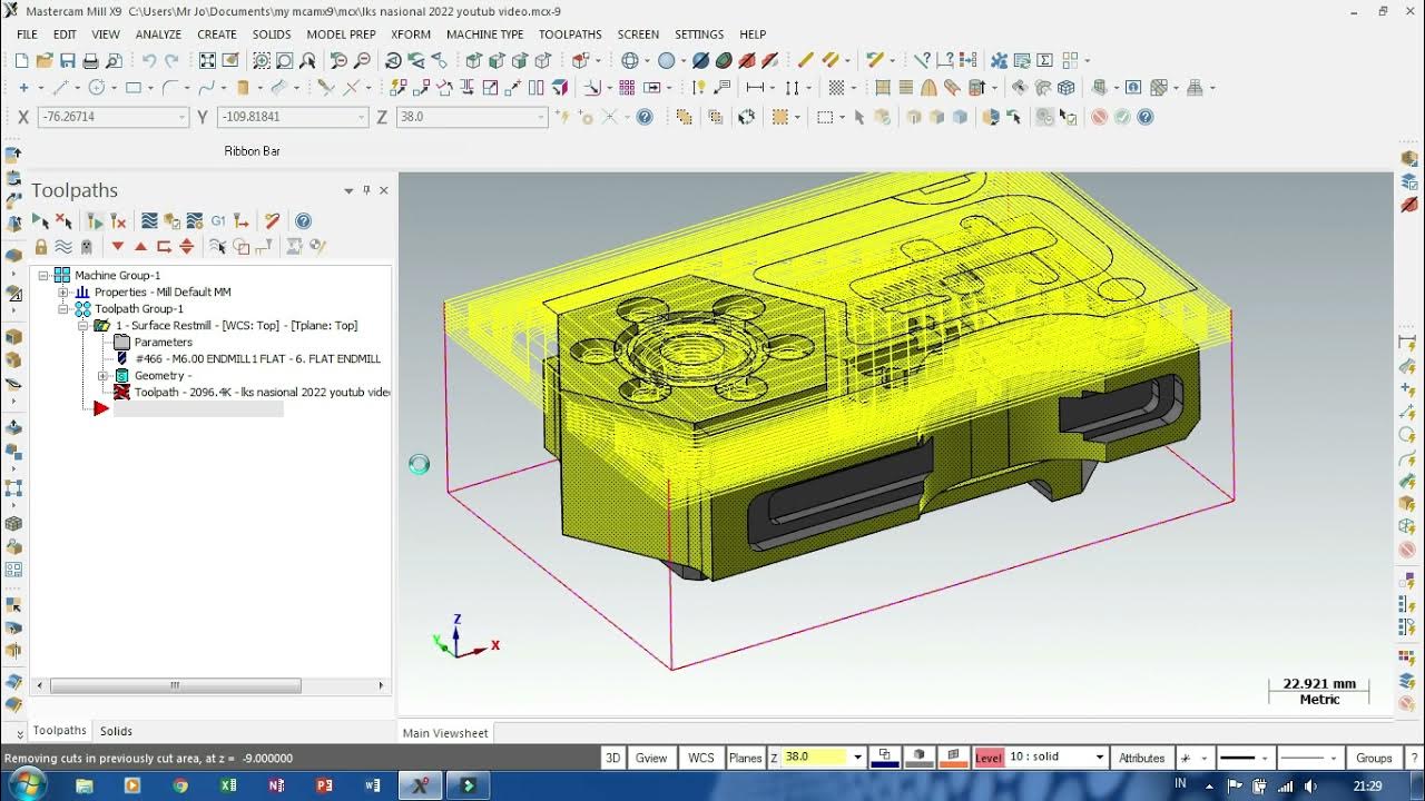 Mastercam X9 | Perbedaan penggunaan Rough Restmill Toolpath dengan critical depth dan tidak ...