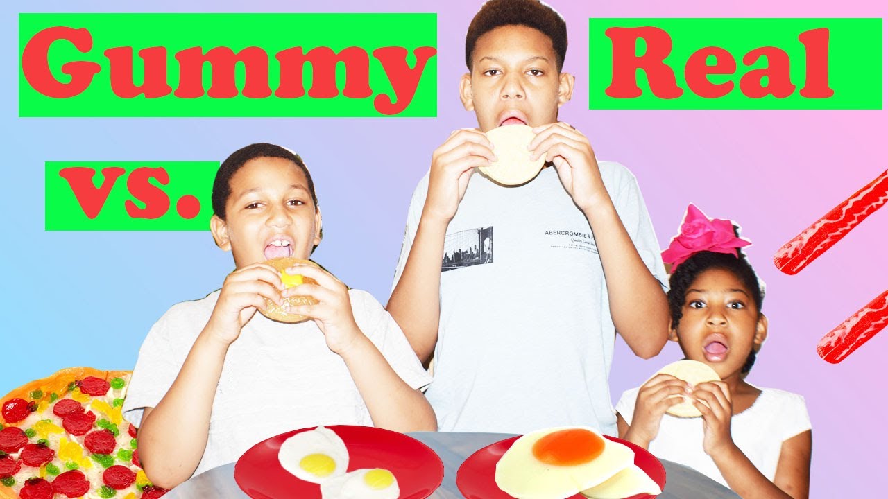 Gummy Food vs. Real Food Challenge! *EATING GIANT GUMMY FOOD* Best ...