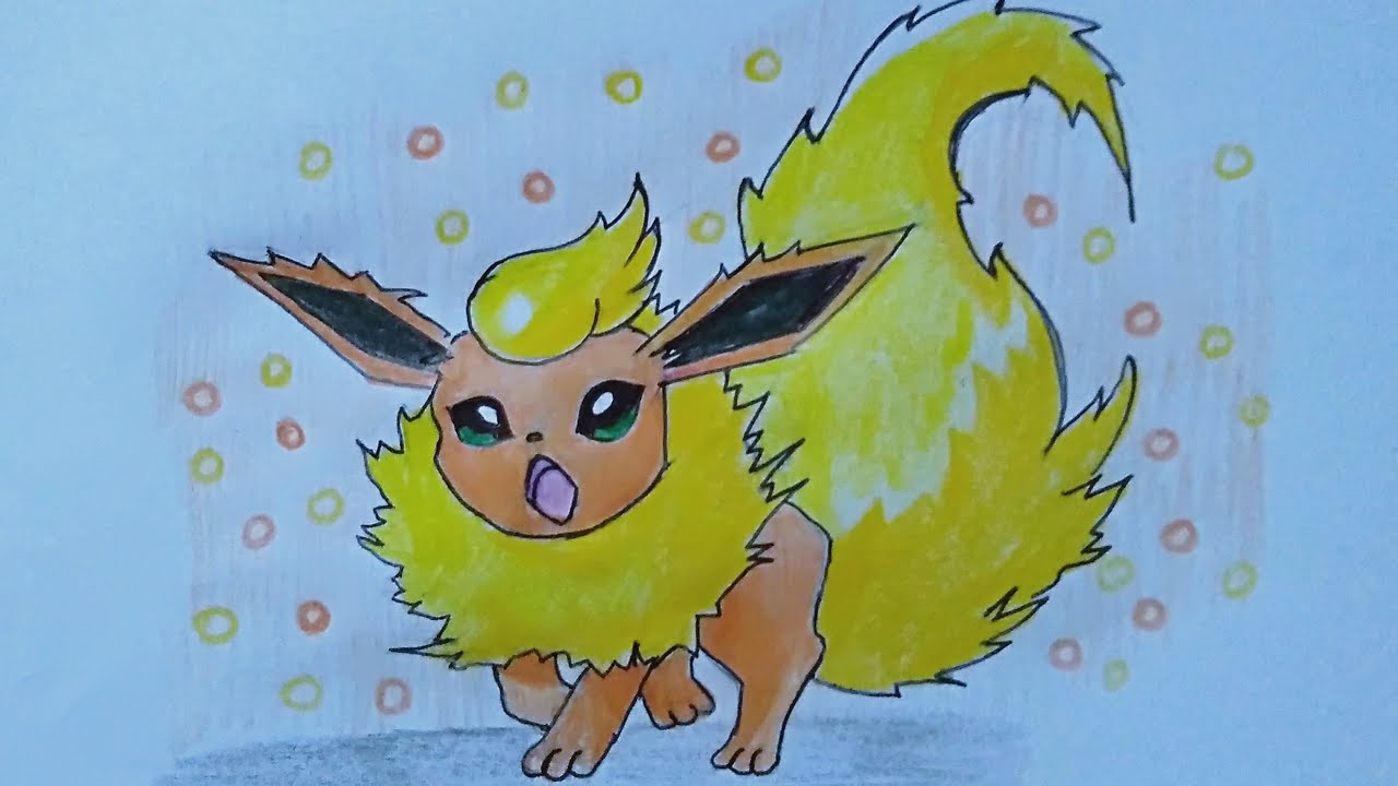 How to draw a Flareon Fire type ( Eevee evolution ) - YouTube