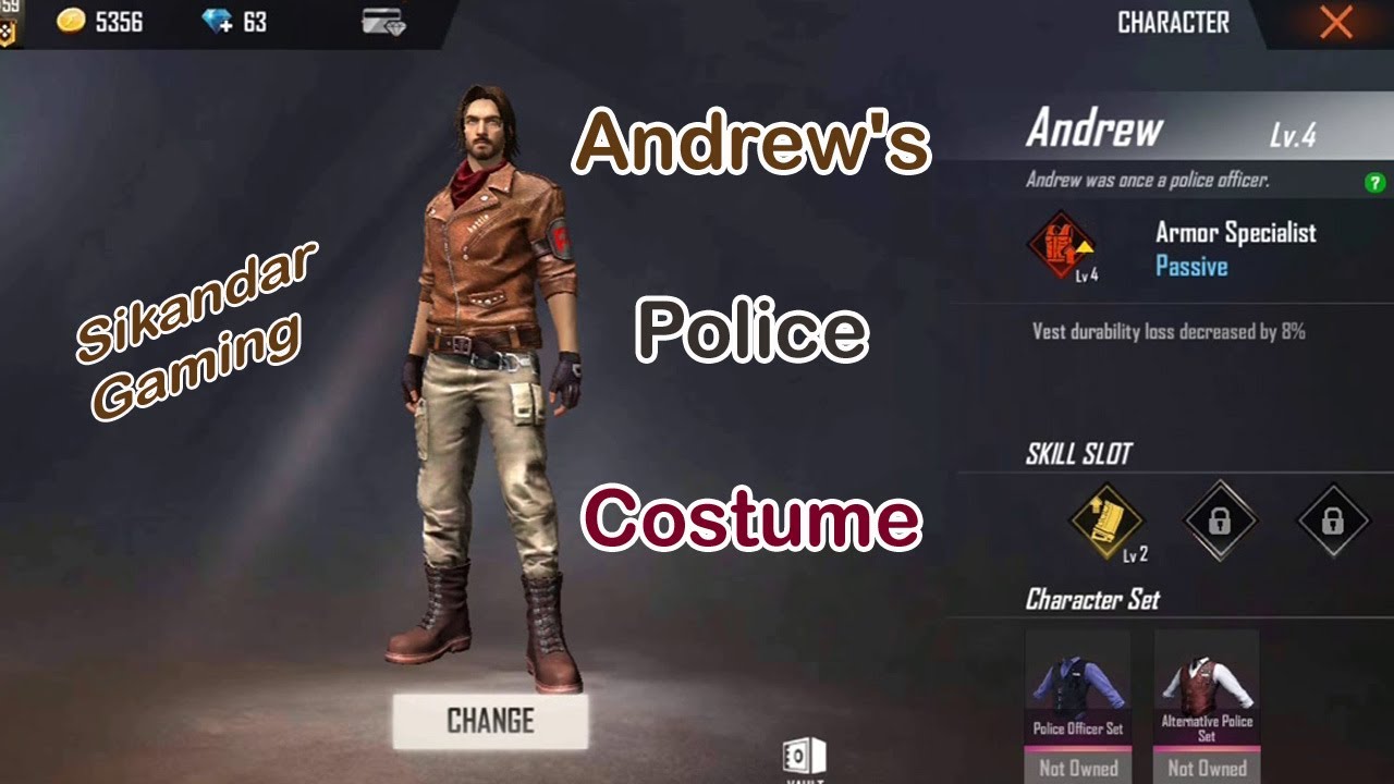 Redeemed Andrew's Police Costume - Garena Free Fire - YouTube