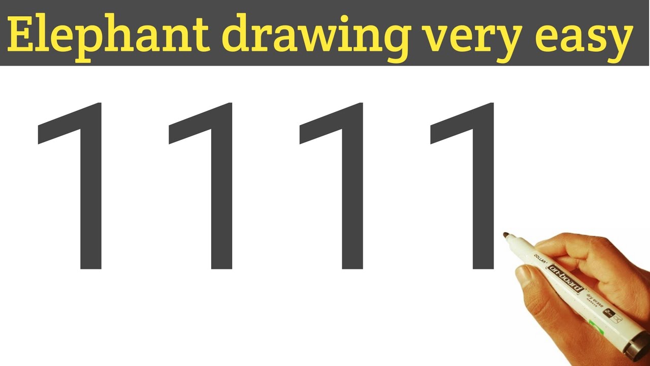 How to Draw Elephant 🐘 From 1111 number | How to Draw Elephant Picture ...