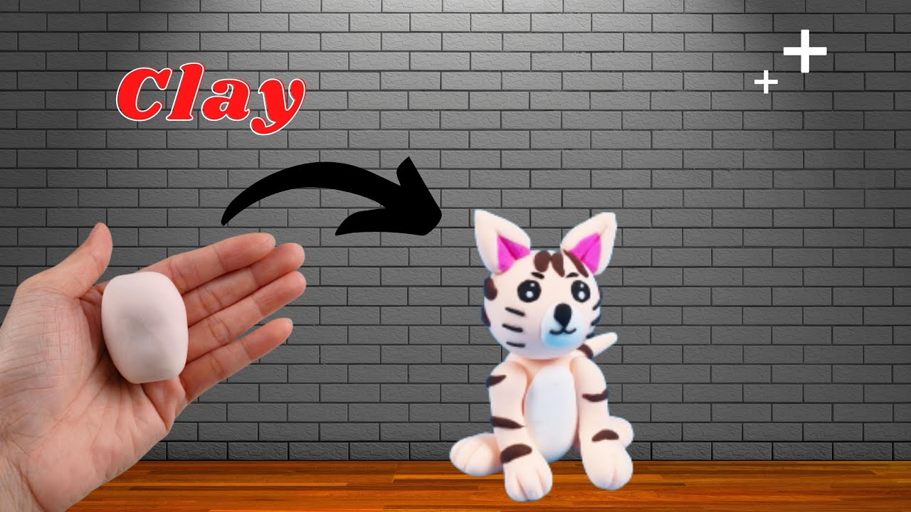 How to make clay cat easy ️ How to make cat with clay 😊 polymer clay ...
