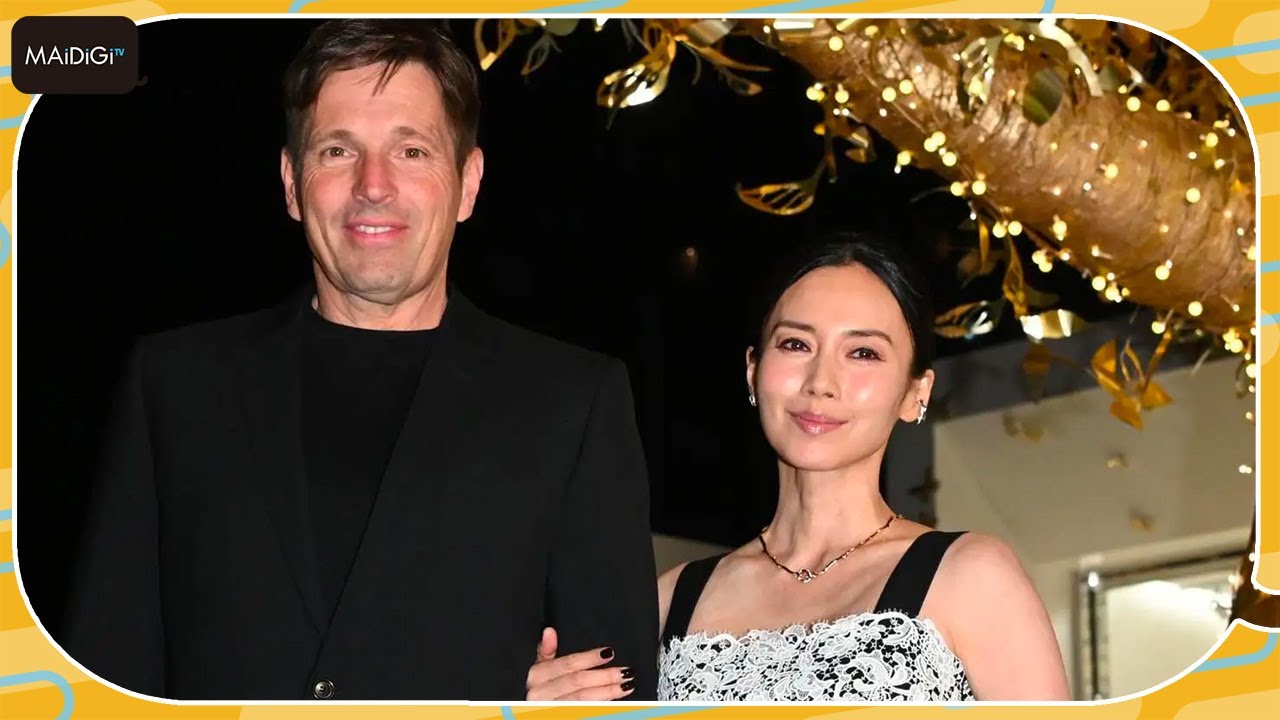 中谷美紀、夫のティロ・フェヒナーさんと腕組み登場 東京・表参道で「ディオール」プレビューに - YouTube