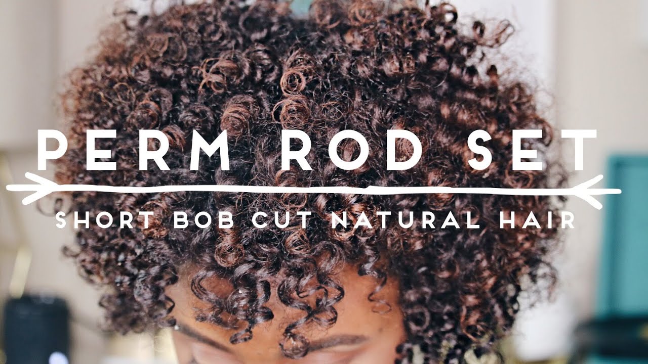 Perm Rod Set on Short Bob Cut Naturally Curly Hair | iknowlee - YouTube