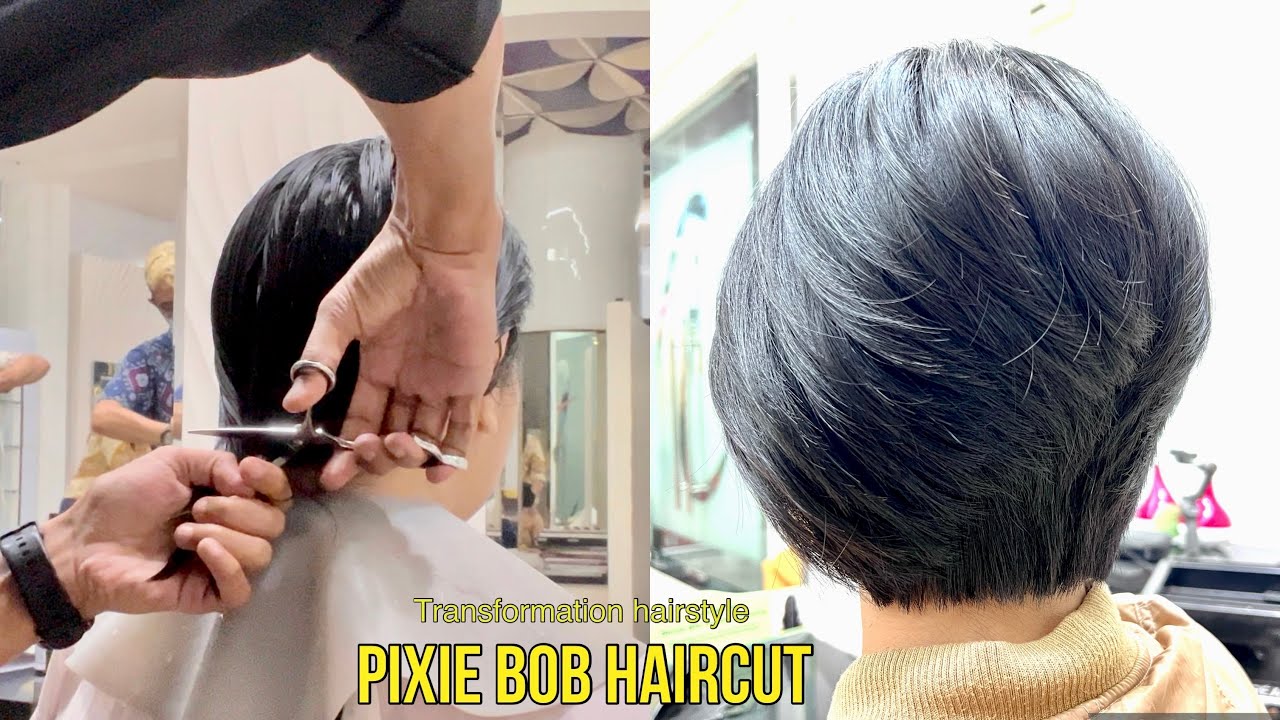PIXIE BOB HAIRCUT | Hair Transformation | Potong rambut bob pendek | DIY | ASMR | Update ...