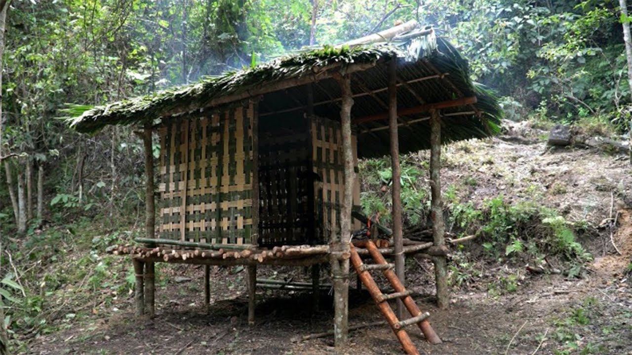 Surviving the Rainforest: Building a Bamboo House in a Monsoon - YouTube
