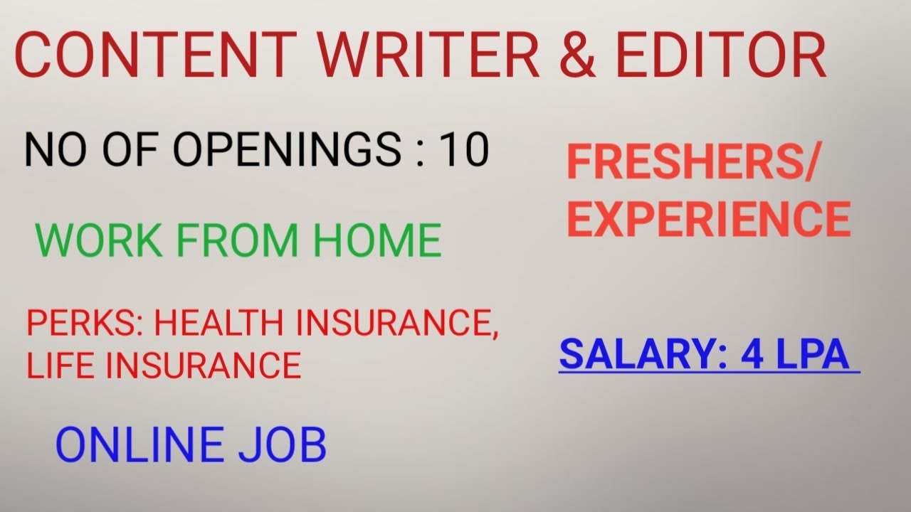 content writer job l content writer & Editor job l Work from home job l ...