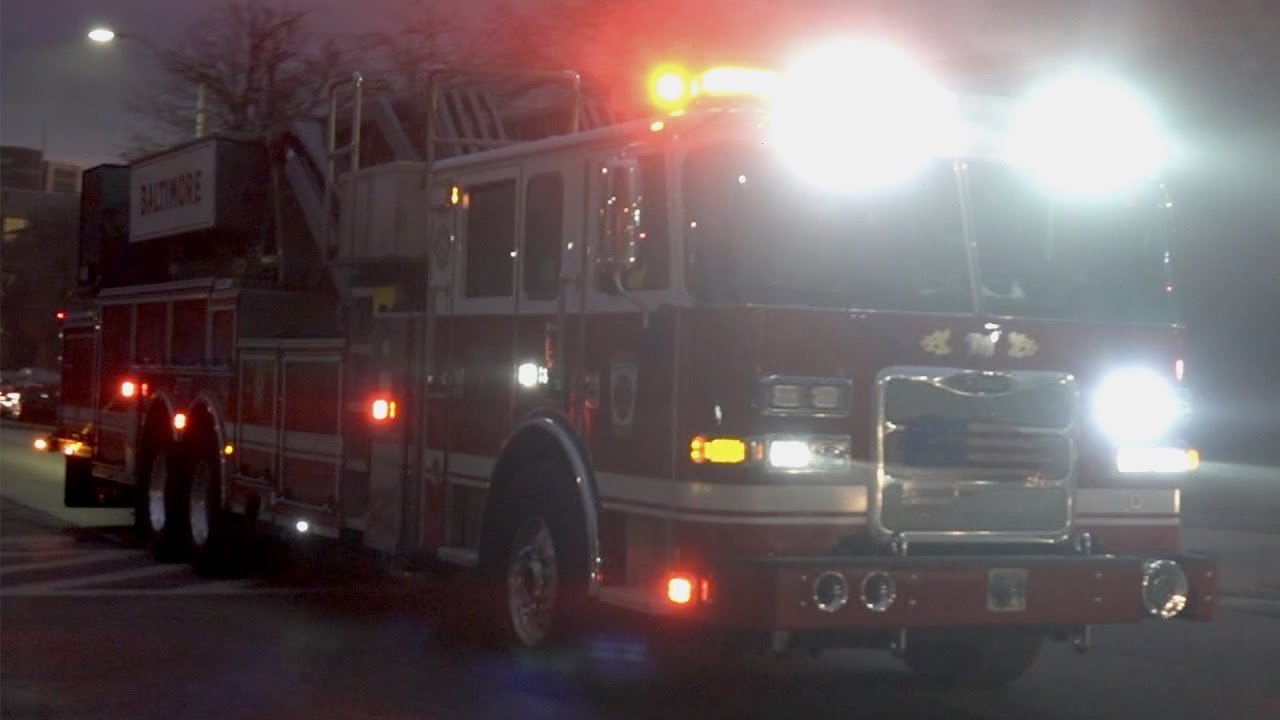 Baltimore City Fire Department Tower 1 & Engine 6 Responding - YouTube