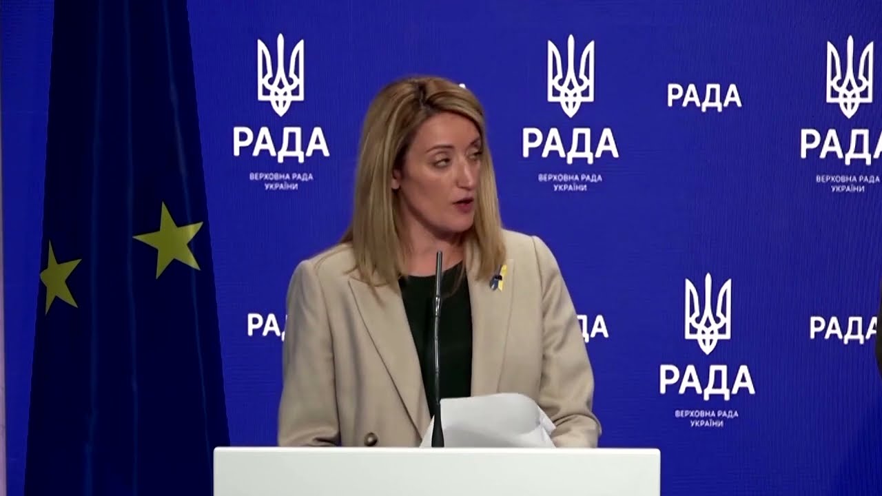 EU Parliament chief vows to help Ukraine rebuild - YouTube