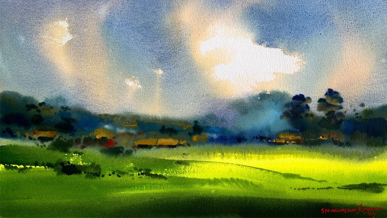 Watercolor Sunshine Clouds Process for Beginners | Watercolour ...