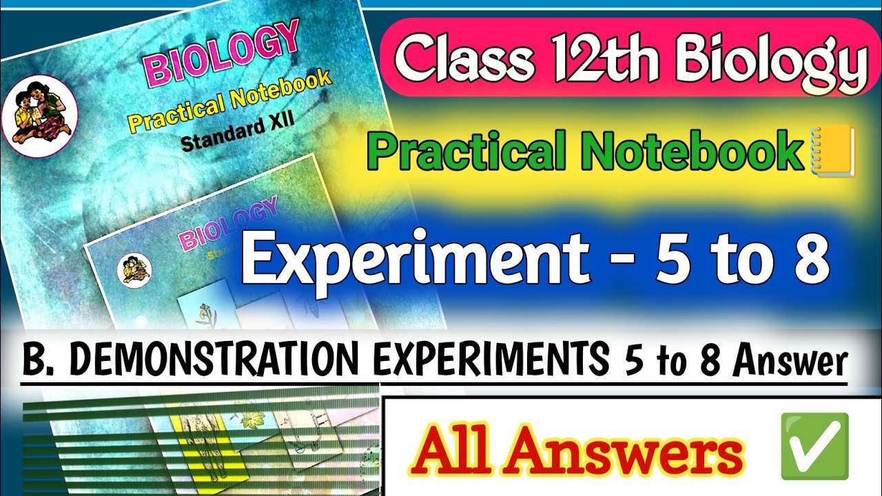 12th Biology Practical book Experiment 5 to 8 Answers B Demonstration ...