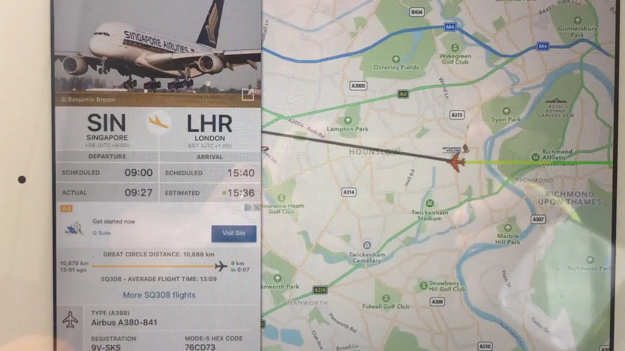 Flight spotting at home with Flightradar24! Singapore Airlines A380-841 ...