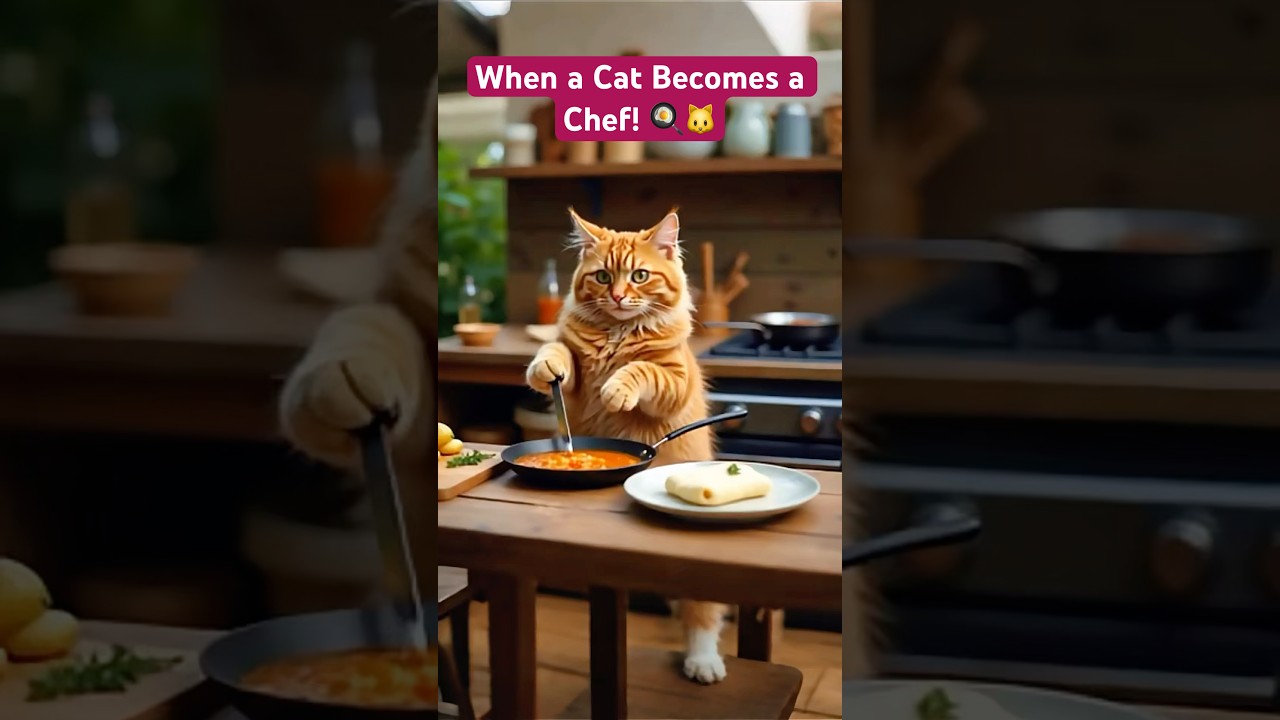 The Cooking Cat: Masterchef in the Making! 🍳🐱 #CookingCat 🐱#ChefKitty # ...