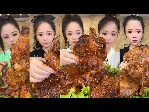 CHINESE MUKBANG SPICY FOOD (BEEF FOOT BONES)@Xiao Yu Mukbang @Bingxin666 Mukbang EATING SHOW