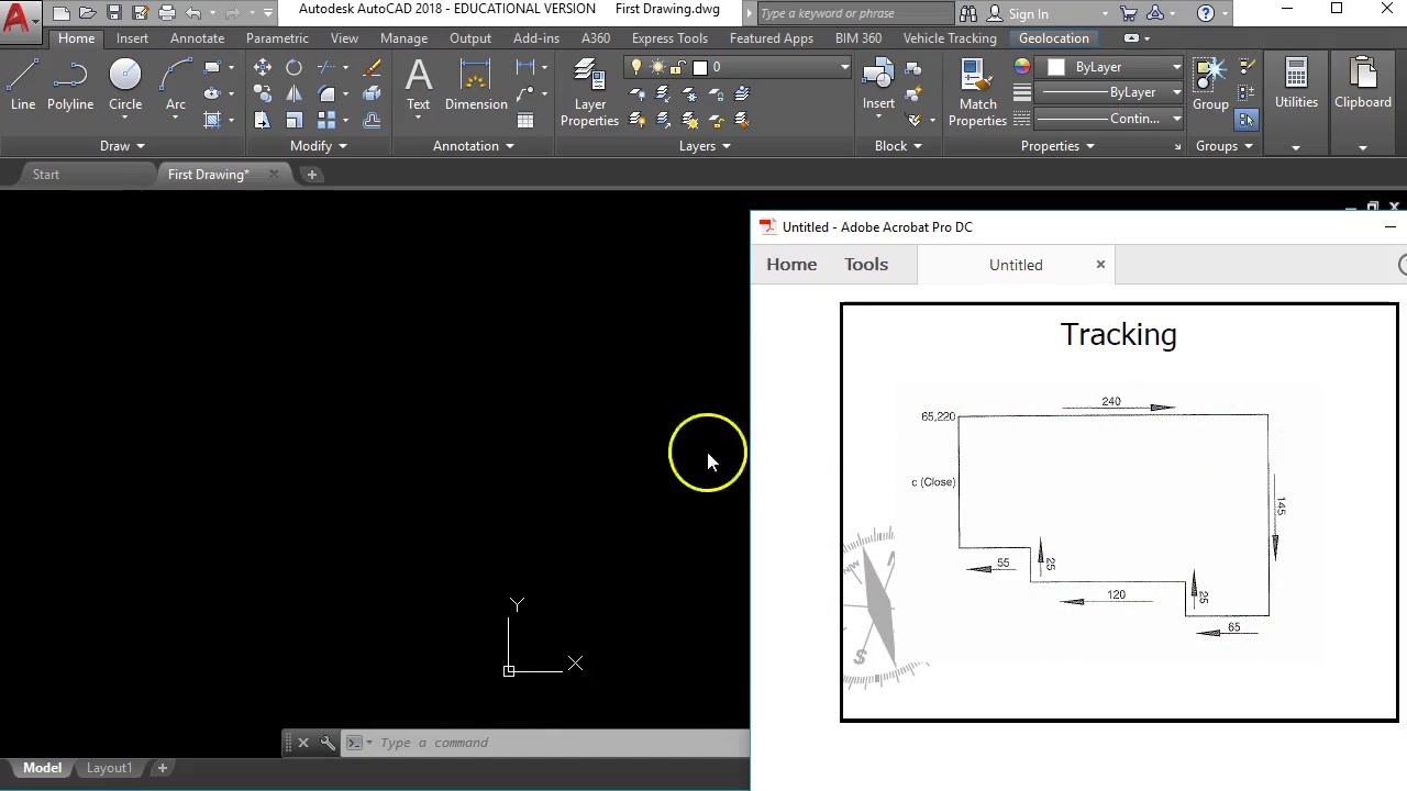 Getting Started with AutoCAD #4 "Lines using Tracking" - YouTube